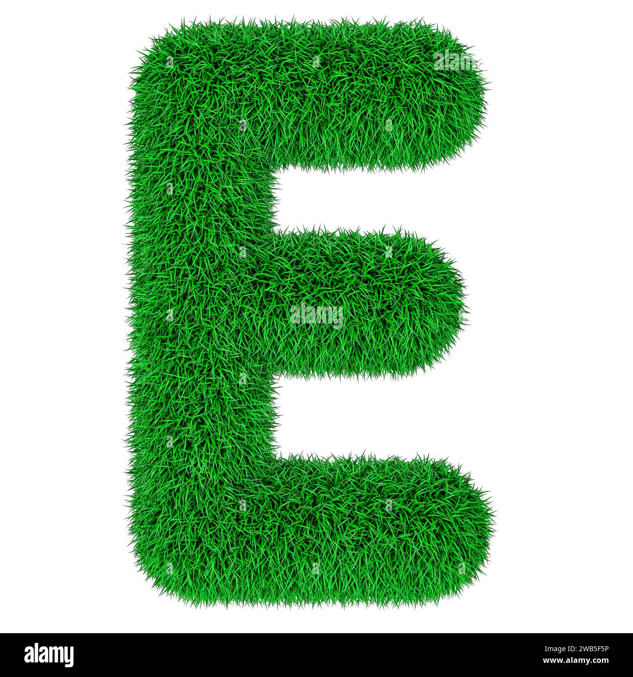 Green grass letter E, 3D rendering isolated on white background Stock ...