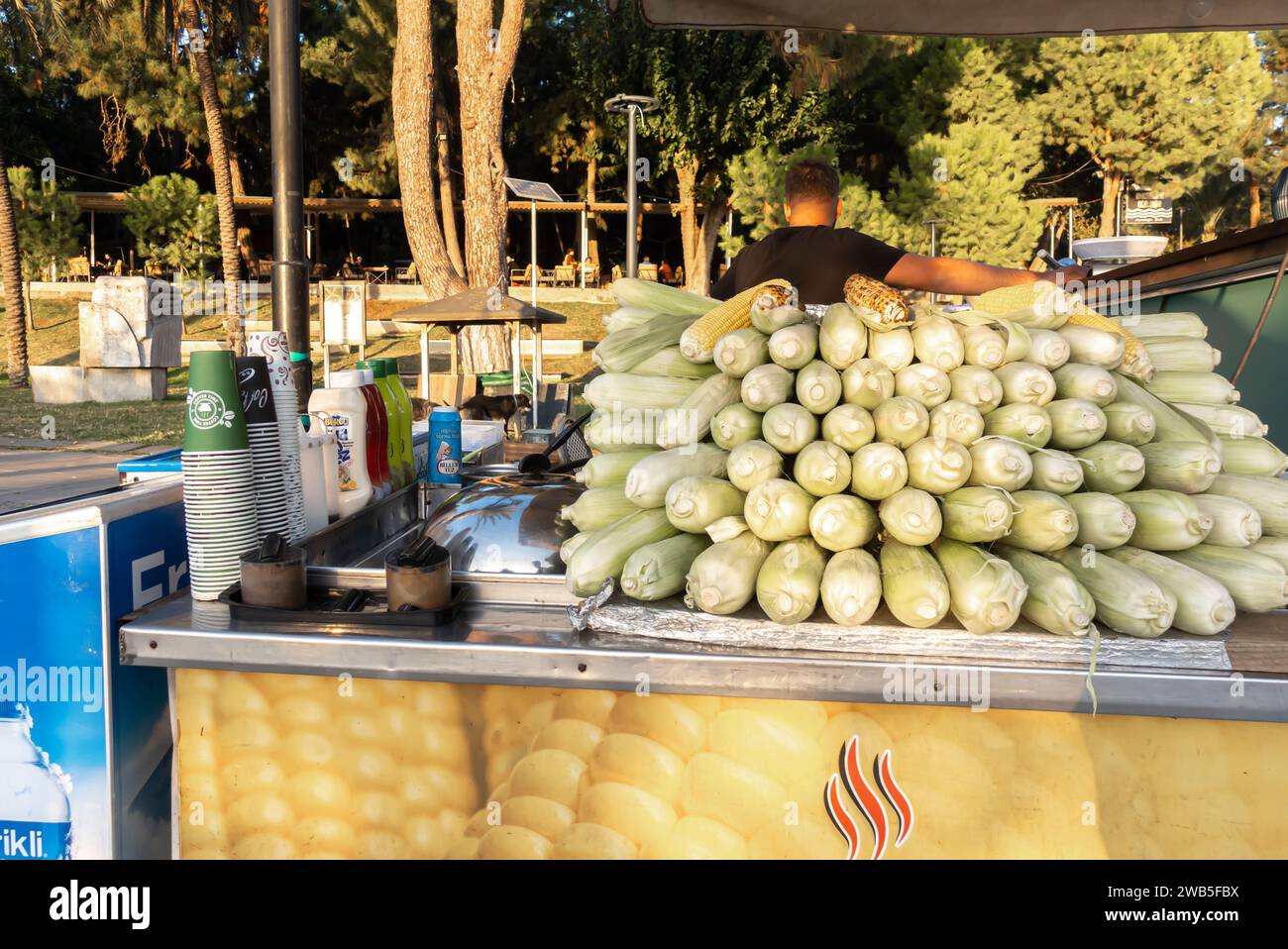 Boiled cooked corn sold at Antalya stand Turkey Stock Photo - Alamy
