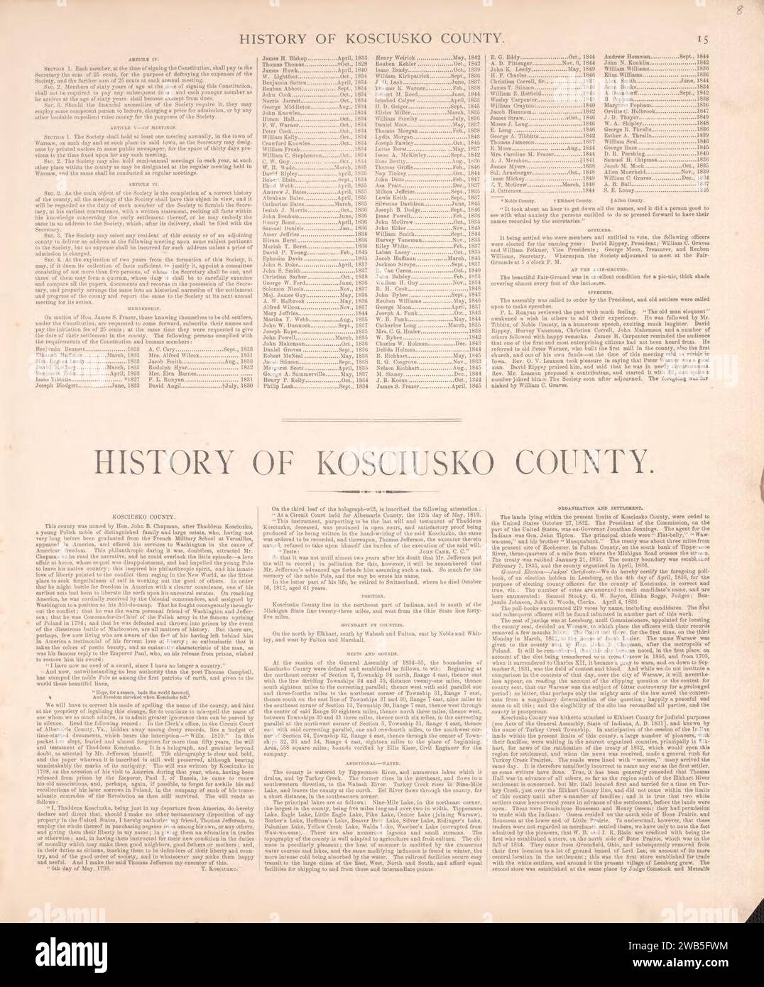(Combination atlas map of Kosciusko County, Indiana Stock Photo - Alamy