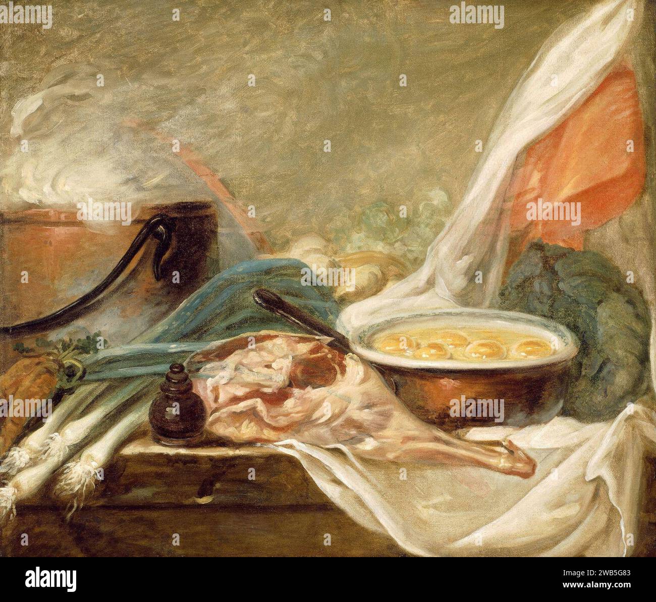 Still life with eggs and a leg of mutton hi-res stock photography and ...