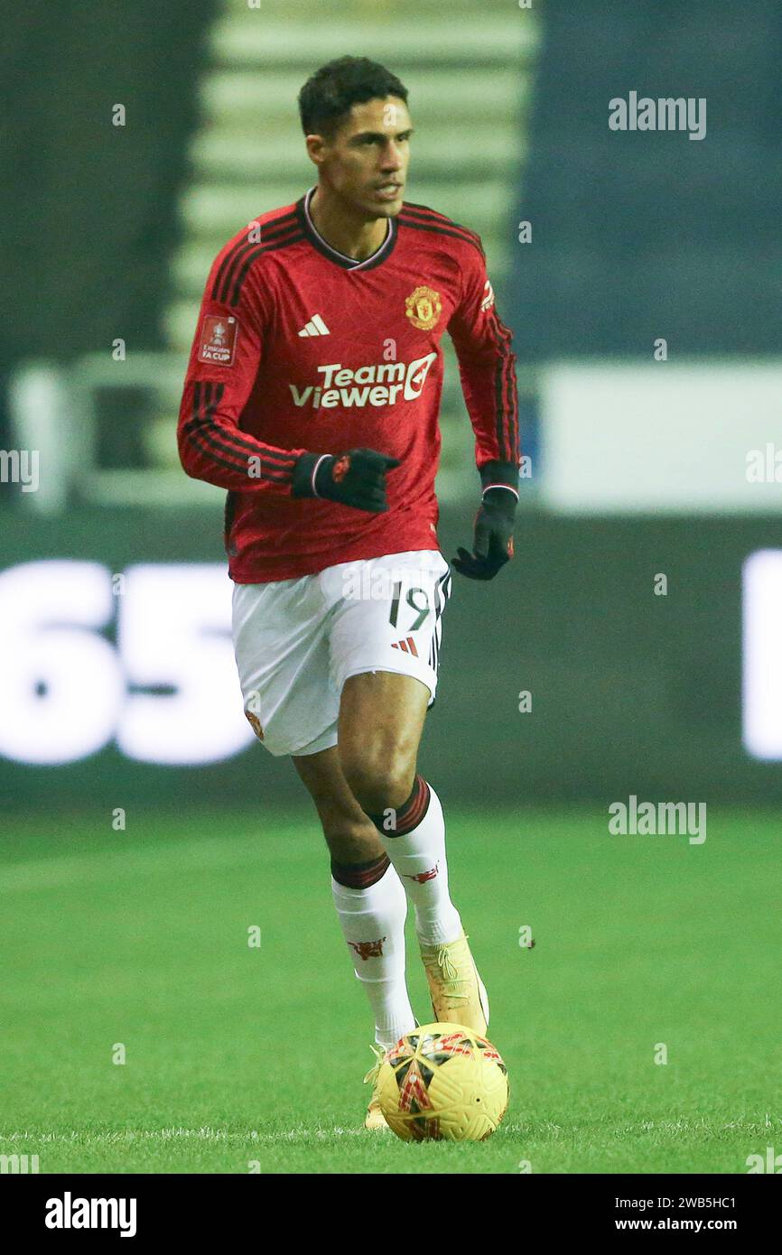 Wigan, UK. 08th Jan, 2024. Raphael Varane of Manchester United in ...