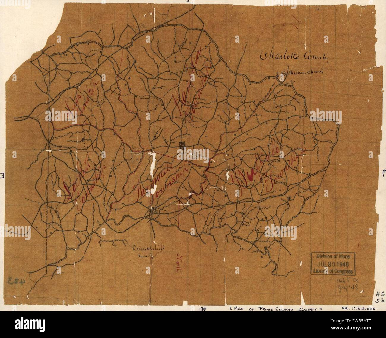 (Map of Prince Edward County, Va Stock Photo - Alamy