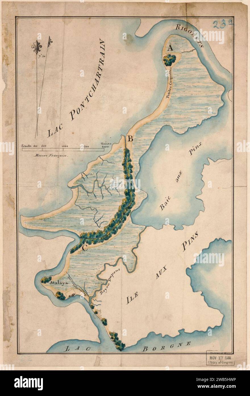 (Map of Chef Menteur from the Rigolets to Lac Borgne Stock Photo - Alamy