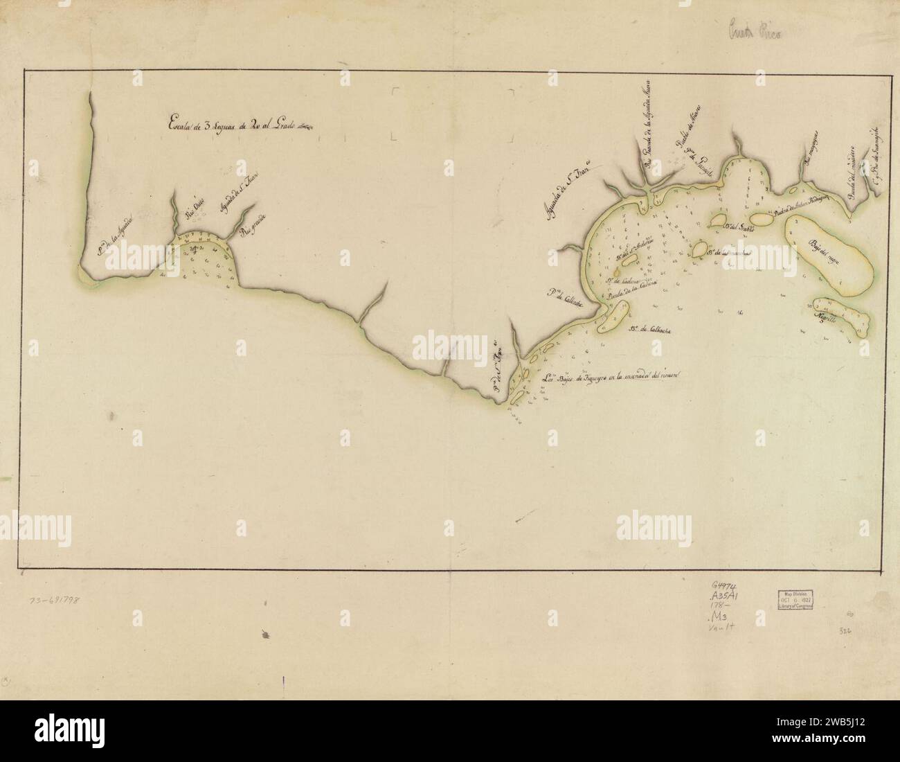 (Map showing coast in the regions of Aguadilla, Añasco, and Mayagüez ...