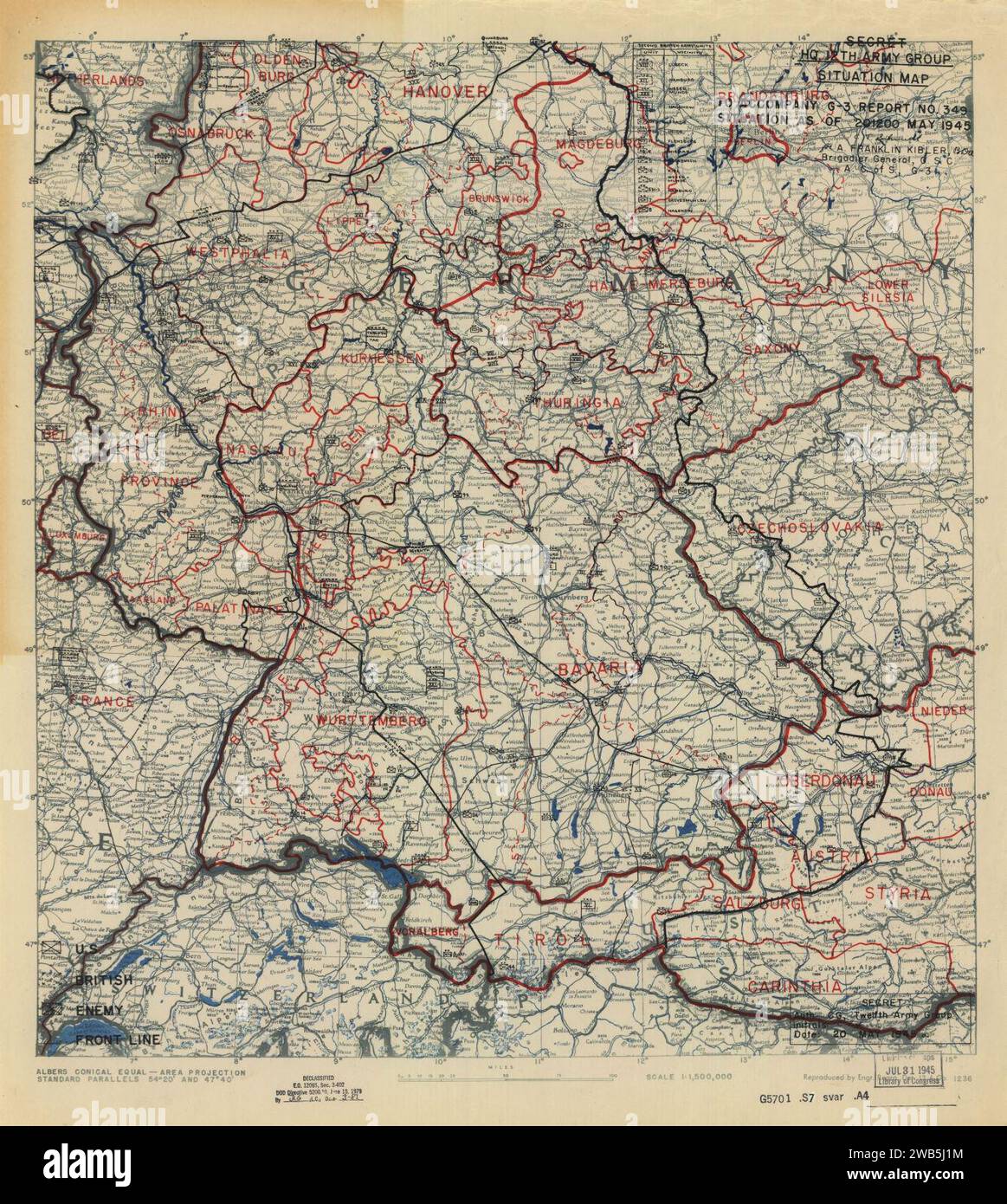 Hq twelfth army group situation map hi-res stock photography and images ...