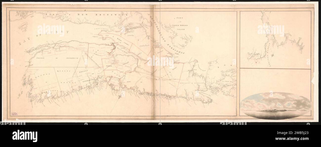 (Maps of Nova Scotia and Halifax harbor and view of lighthouse Stock ...