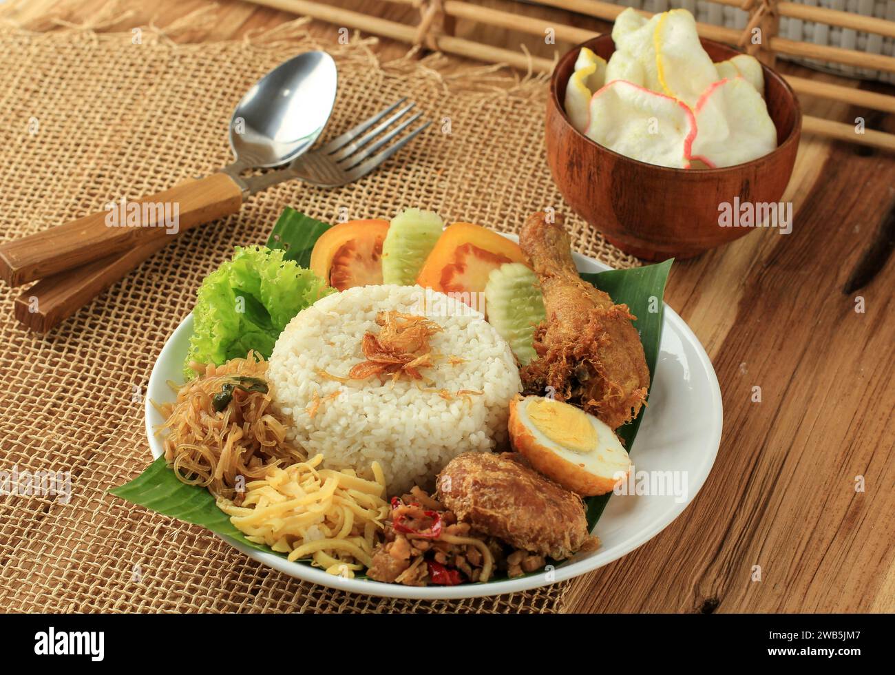 Nasi Uduk Betawi, Steamed Rice Coconut Milk, Seved with Various Side ...