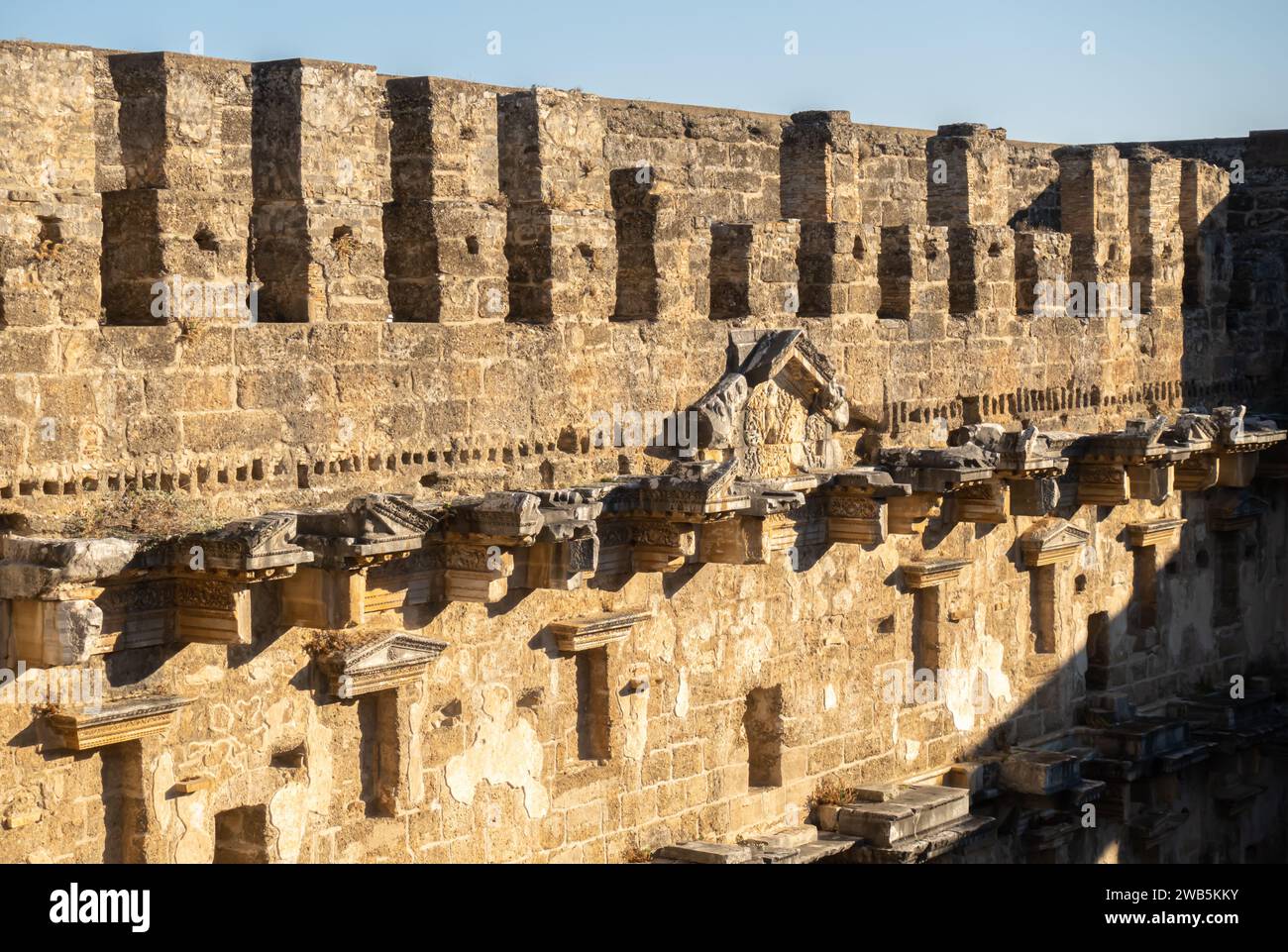 Aspendos theatre, Aspendos amphitheater, wall detail. Turkey Stock ...