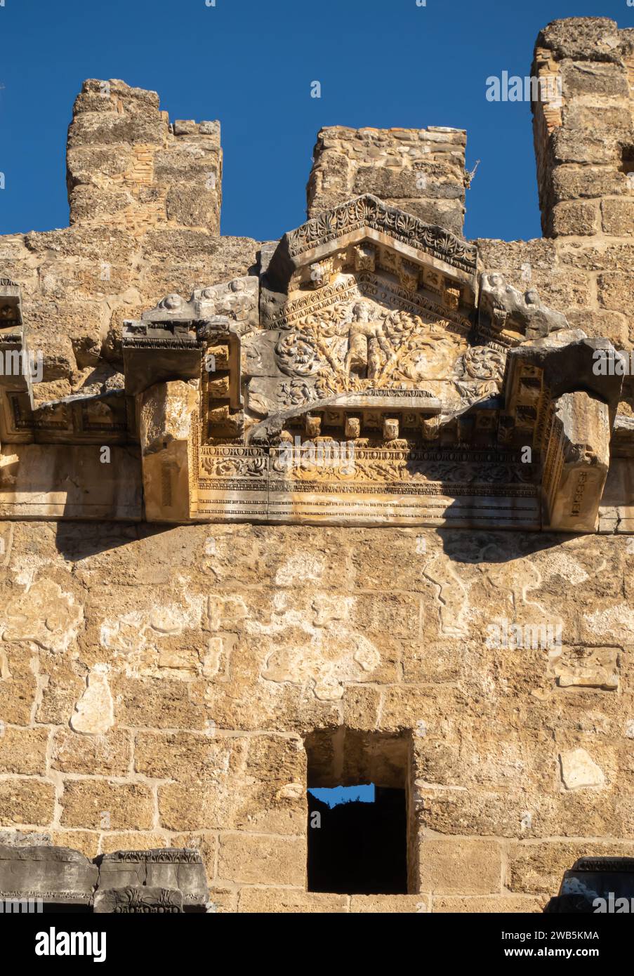 Aspendos theatre, Aspendos amphitheater, wall detail. Turkey Stock ...