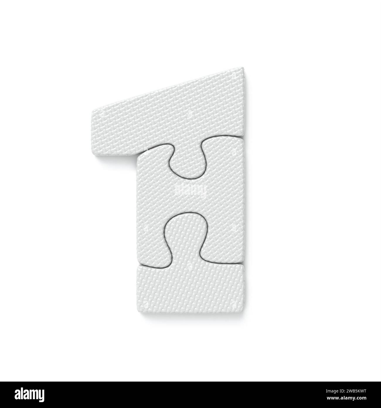 White jigsaw puzzle font Number 1 ONE 3D rendering illustration ...