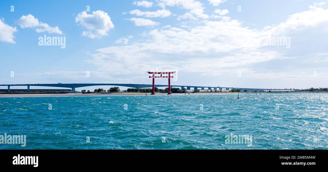 Bentenjima Red Torii Gate and Hamana Bridge, Hamamatsu, Shizuoka, Japan ...