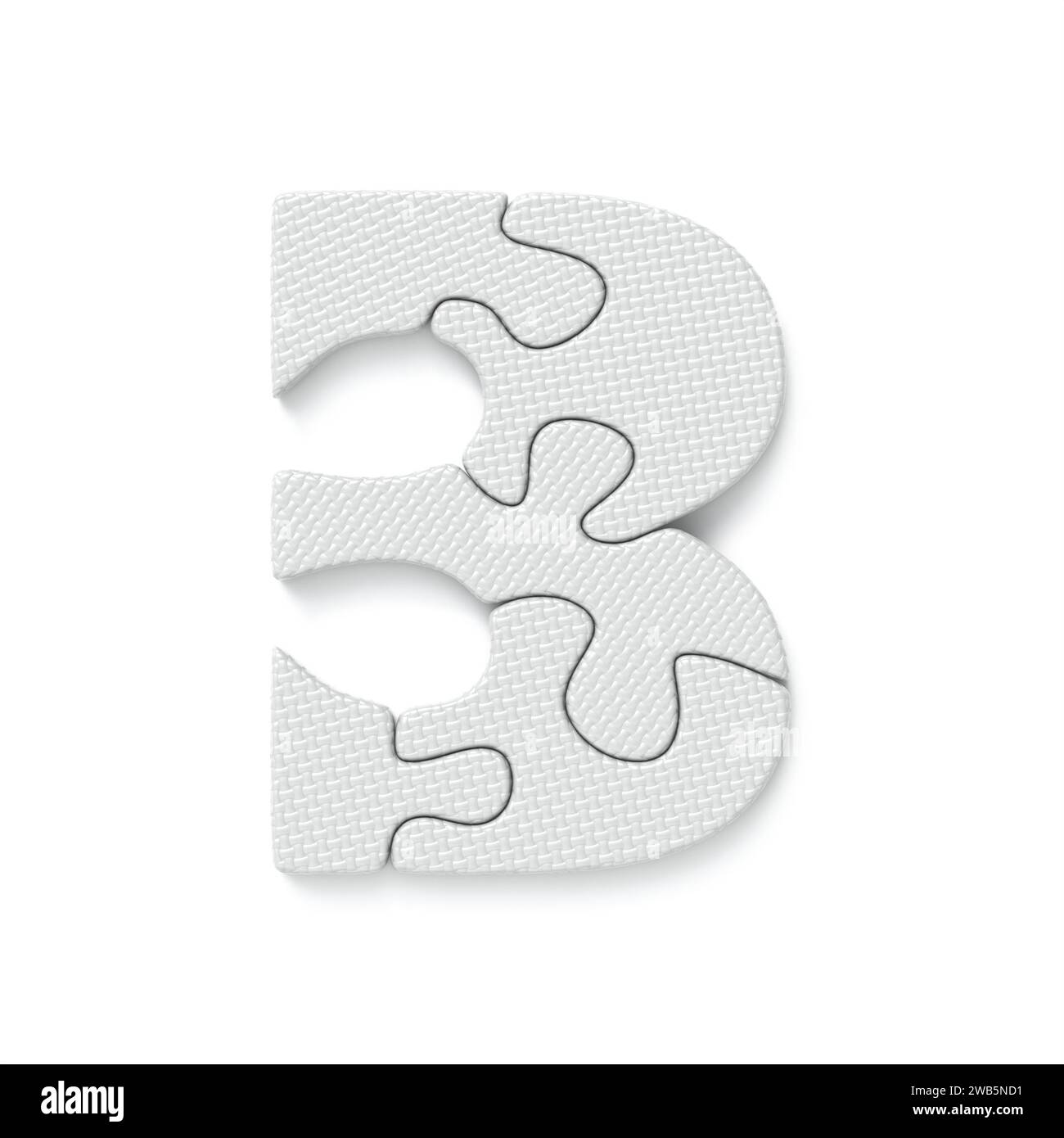 White jigsaw puzzle font Number 3 THREE 3D rendering illustration ...
