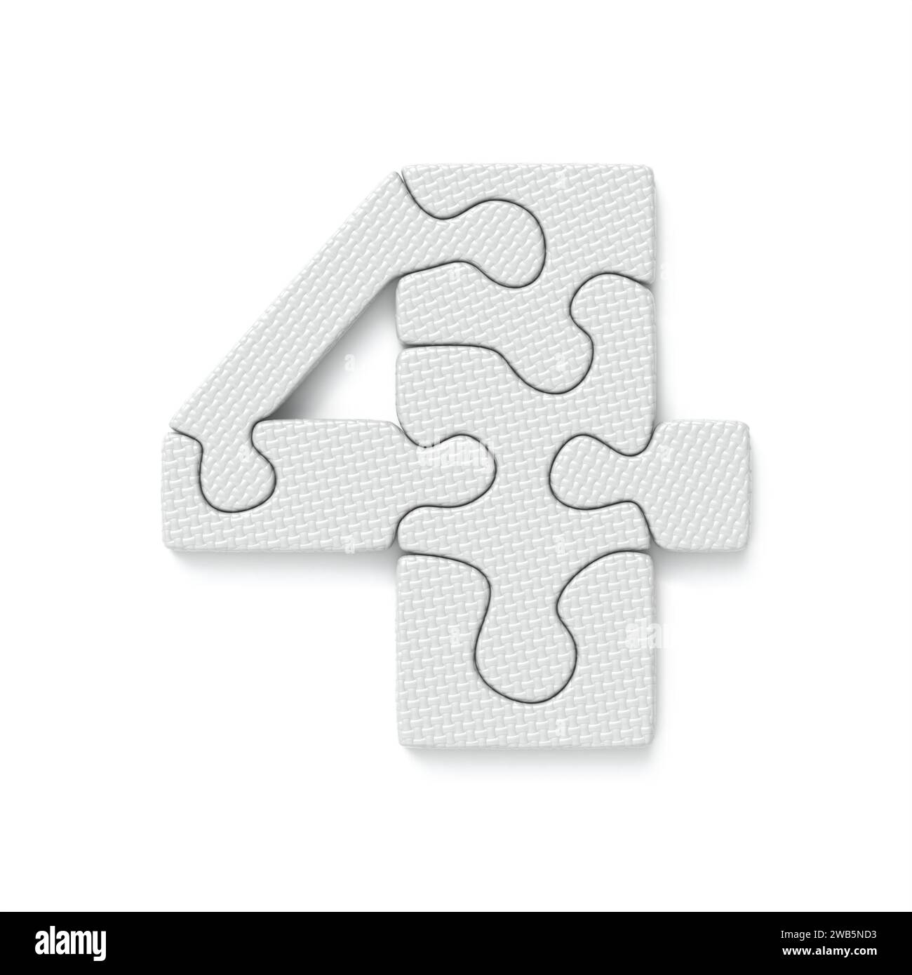 White jigsaw puzzle font Number 4 FOUR 3D rendering illustration ...