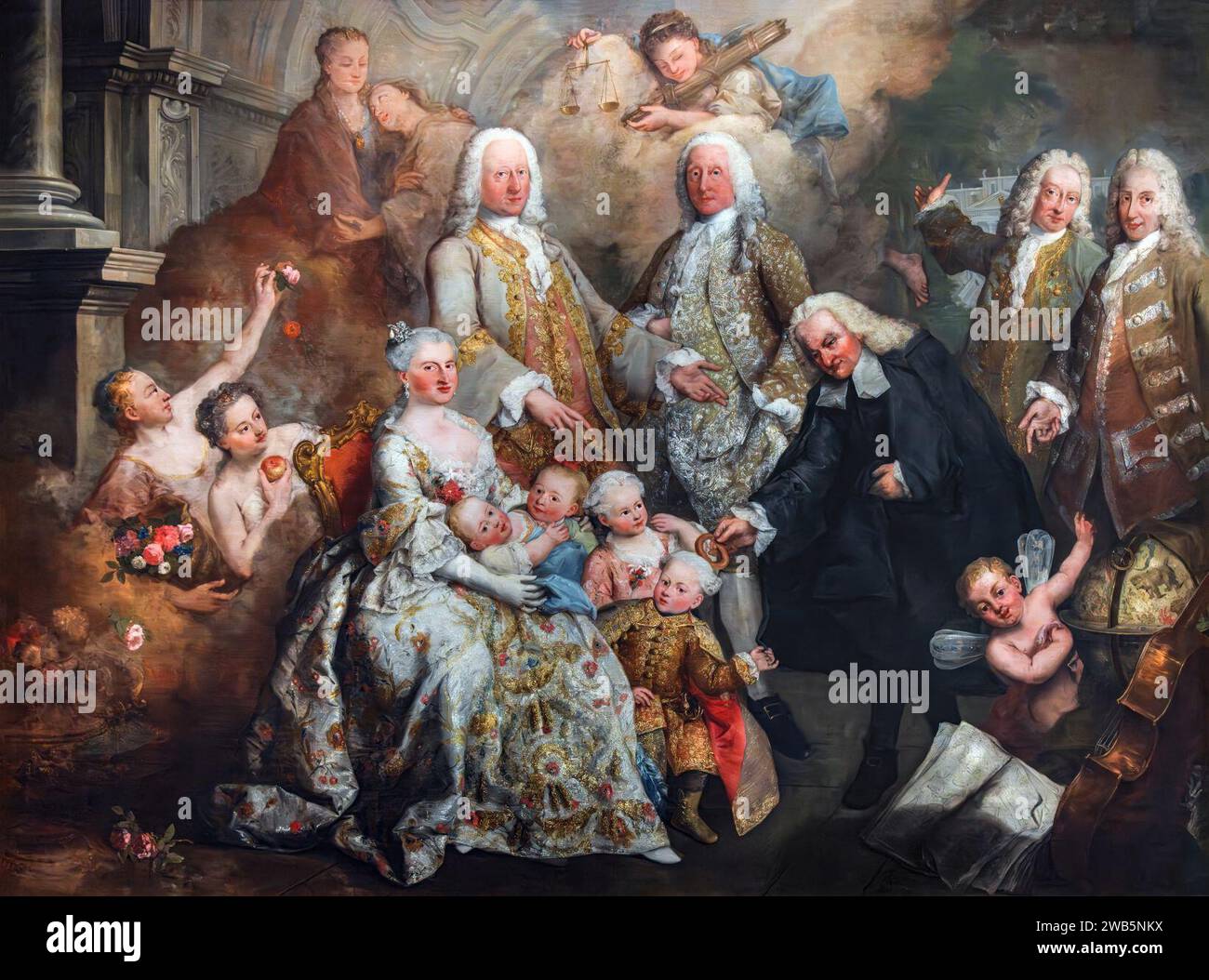 (Venice) Portrait of Almorò III Alvise Pisani and his family by Alessandro Longhi Stock Photo ...