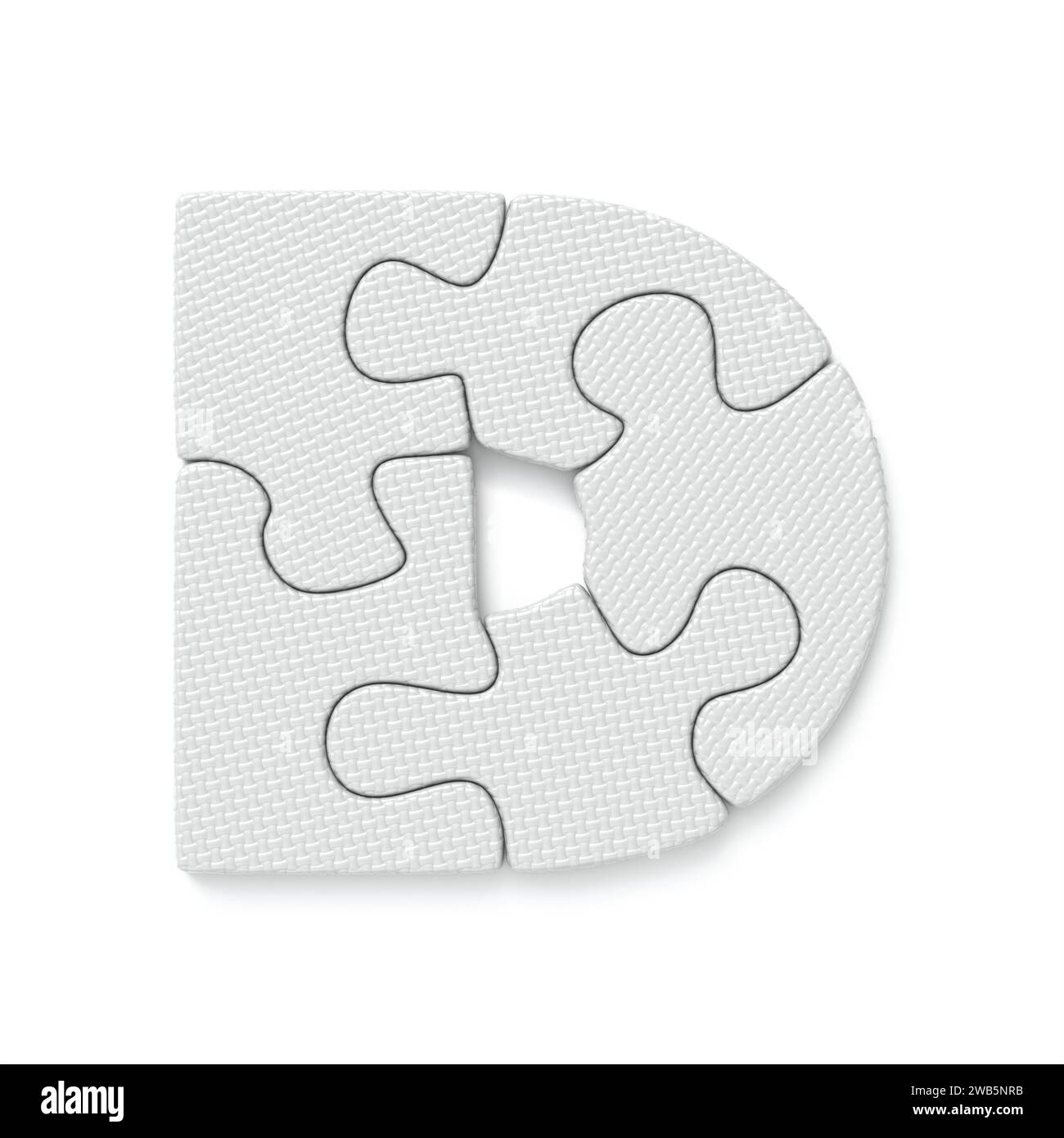 White jigsaw puzzle font Letter D 3D rendering illustration isolated on ...
