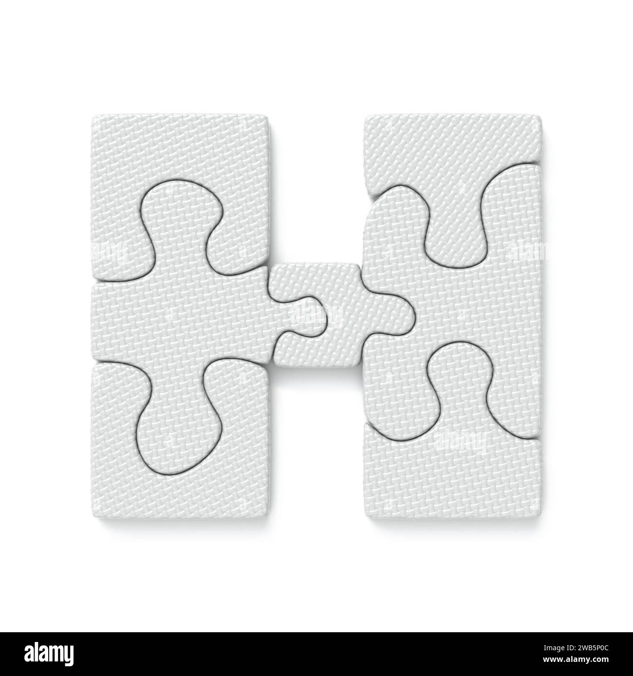 White jigsaw puzzle font Letter H 3D rendering illustration isolated on ...