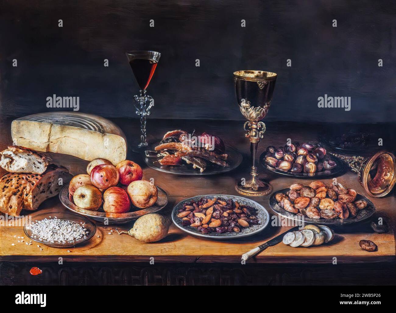 (Venice) Still life with glasses - Flemish school Stock Photo - Alamy