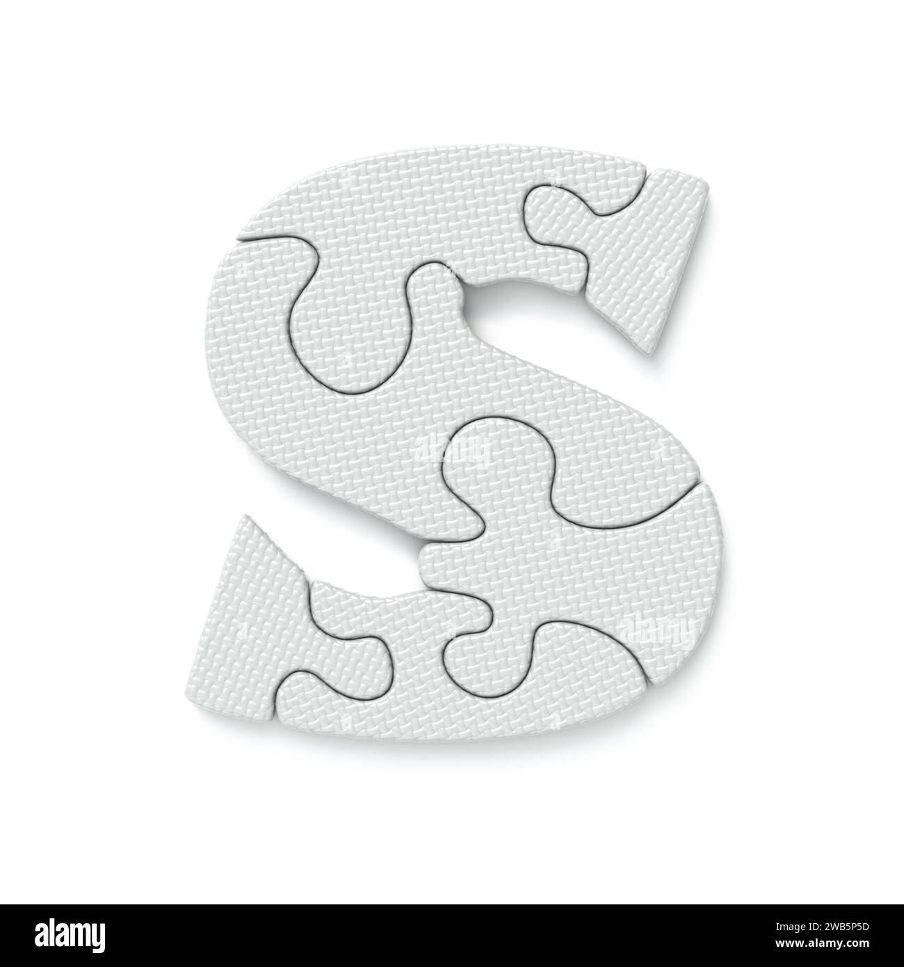 White jigsaw puzzle font Letter S 3D rendering illustration isolated on ...