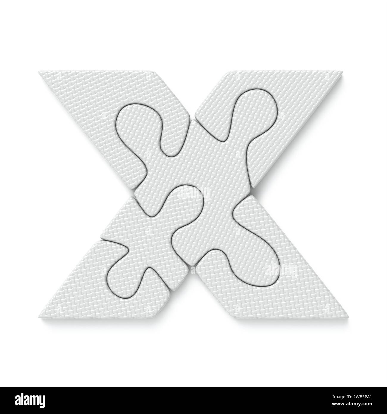 White jigsaw puzzle font Letter X 3D rendering illustration isolated on ...