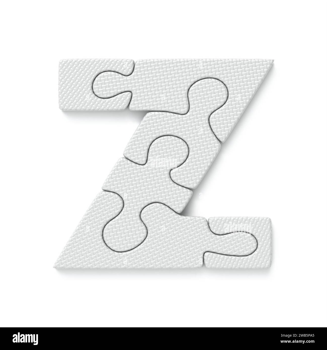White jigsaw puzzle font Letter Z 3D rendering illustration isolated on ...