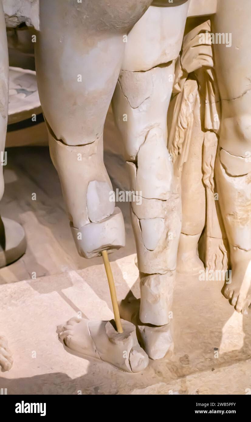 Ancient sculpture leg's prosthetic device to hold the sculptural ...