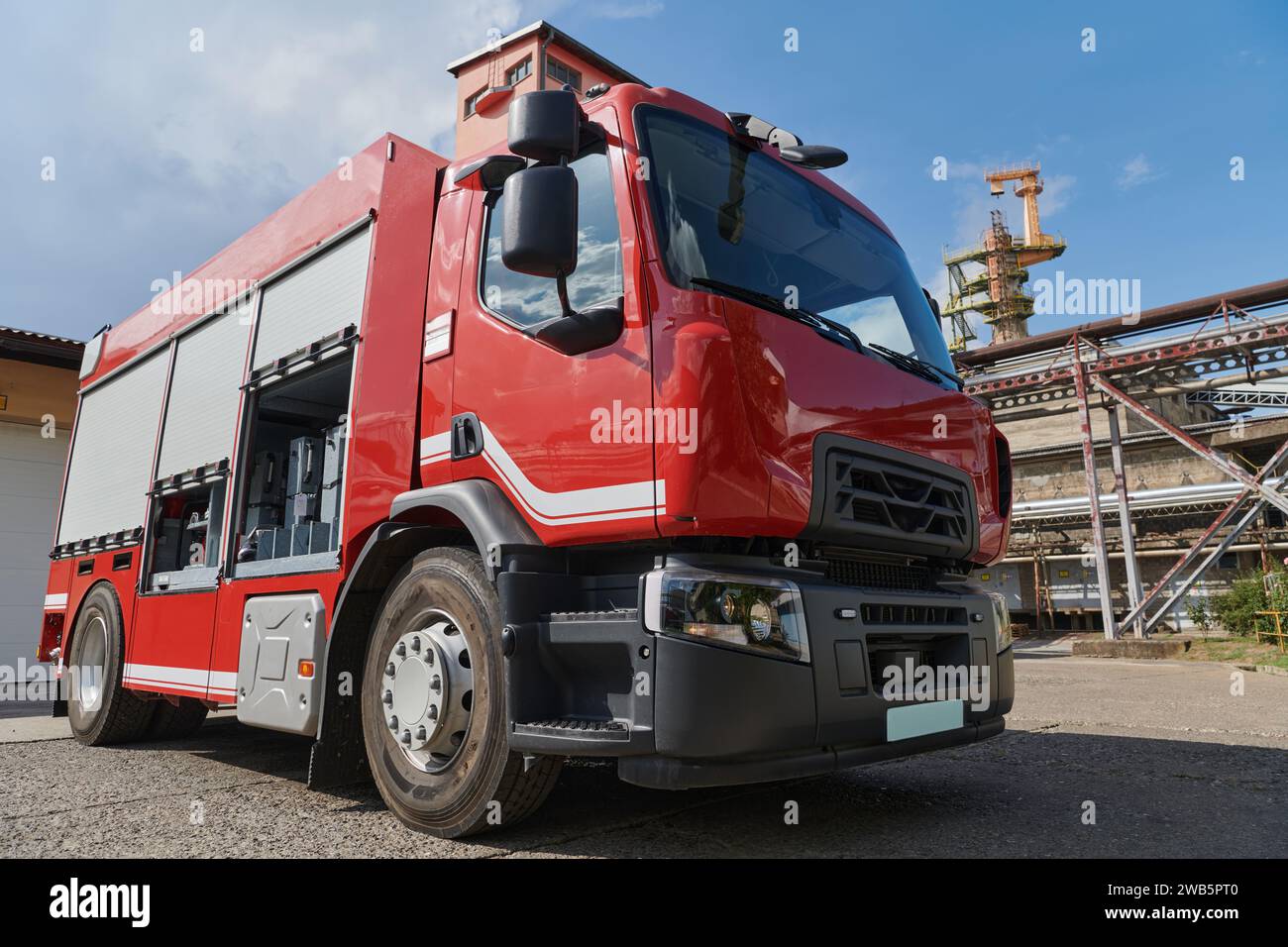A state-of-the-art firetruck, equipped with advanced rescue technology ...