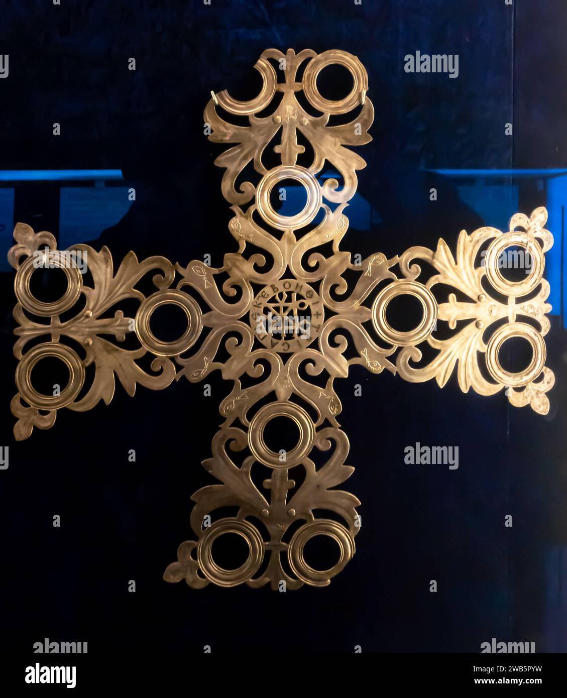 6th century A.D. Cross-shaped polycandelabra, part of the Sion Treasure ...
