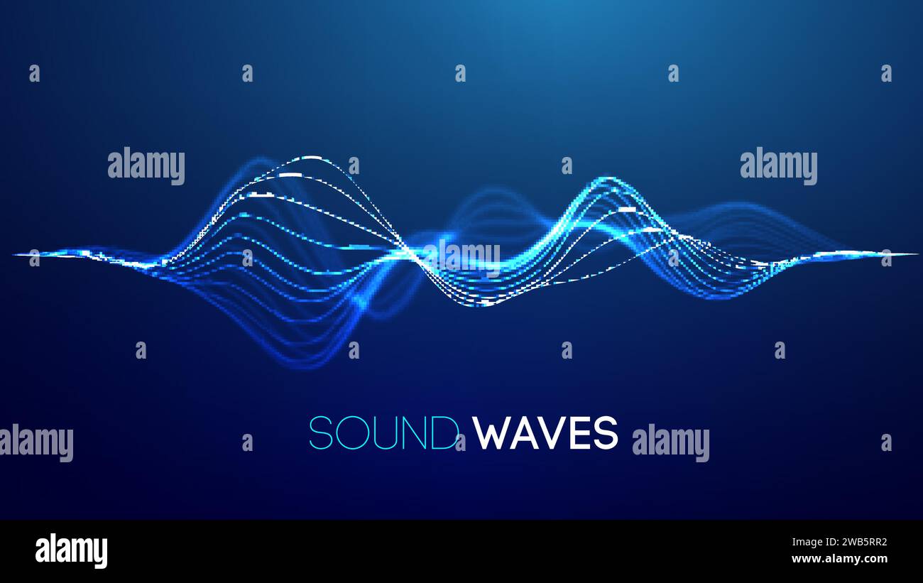 Sound wave blue technology background. Music wave futuristic big data ...