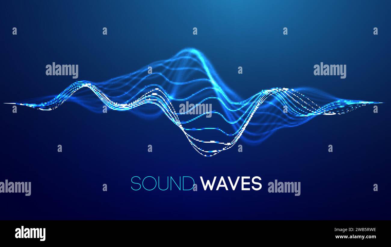Sound wave blue technology background. Music wave futuristic big data ...