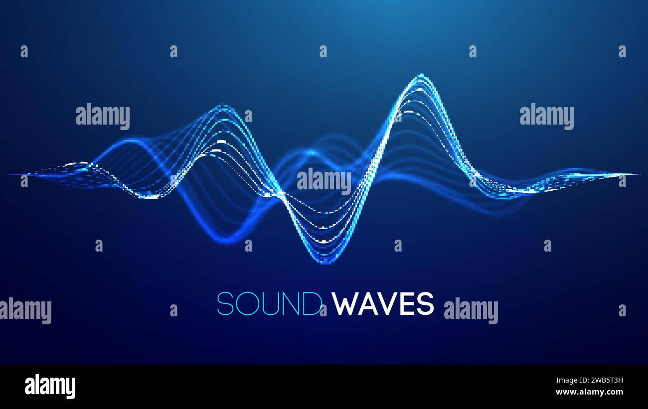 Sound wave blue technology background. Music wave futuristic big data ...