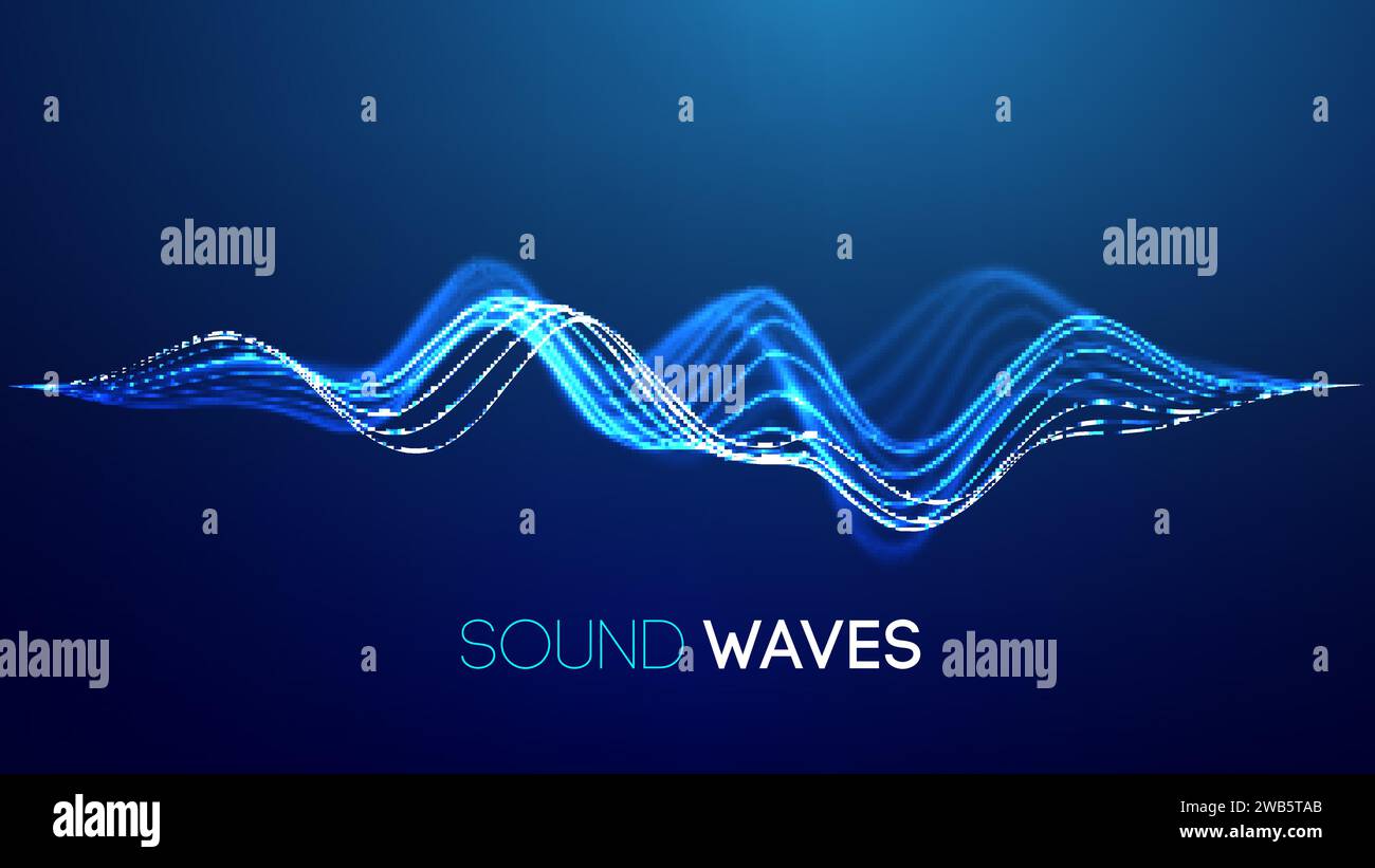 Sound wave blue technology background. Music wave futuristic big data ...