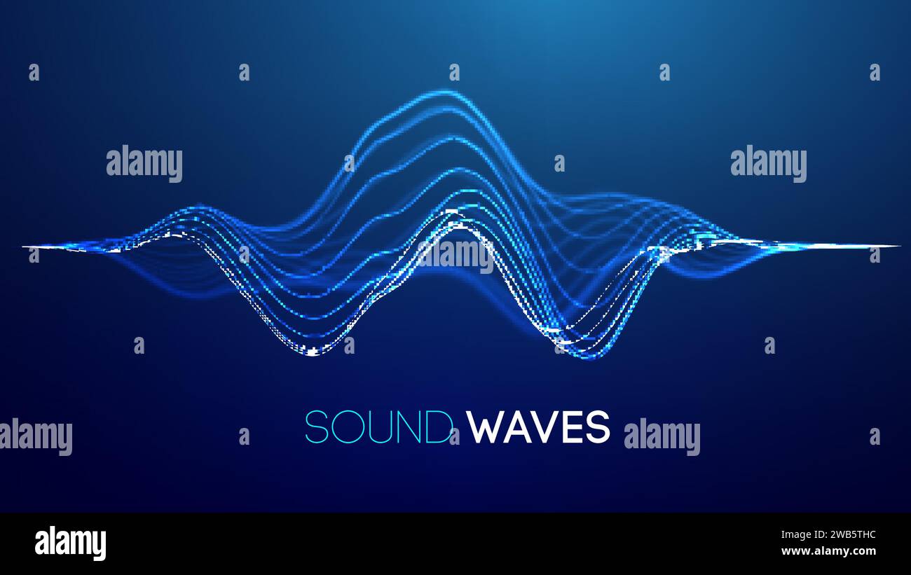 Sound wave blue technology background. Music wave futuristic big data ...
