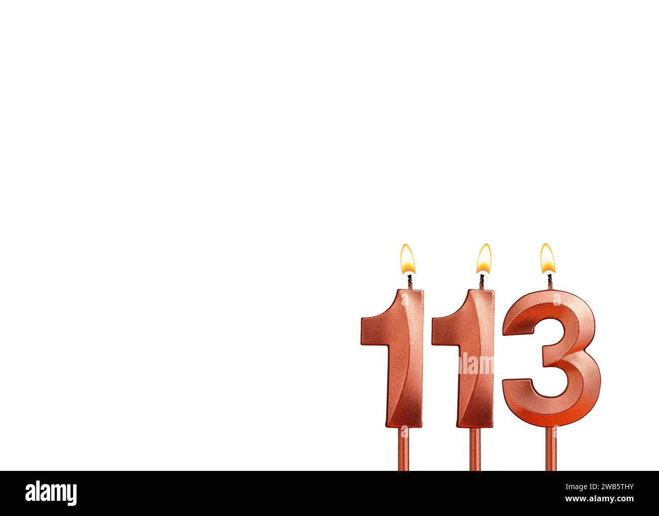 Birthday candle number 113 on white background Stock Photo - Alamy