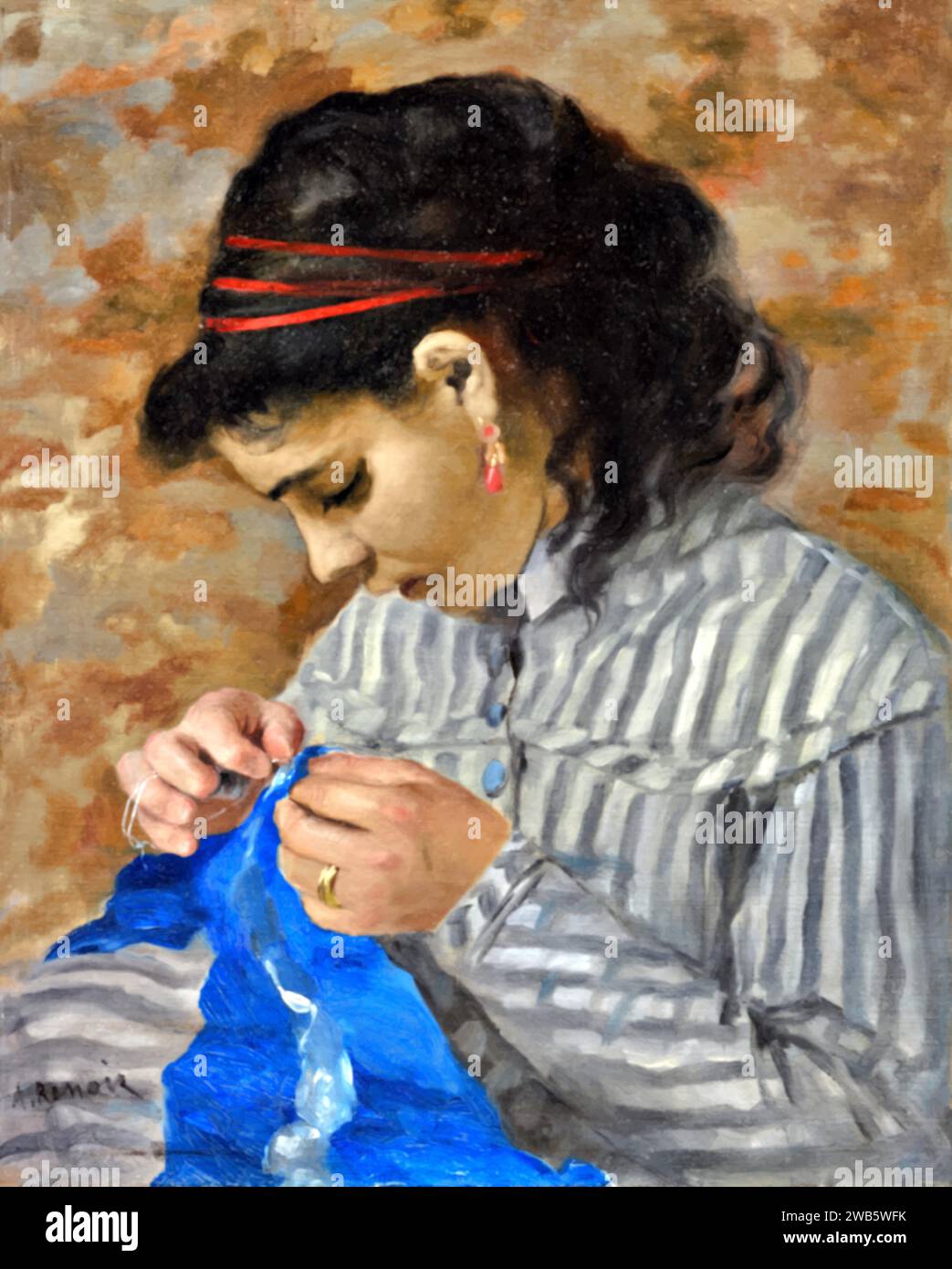 Lise Sewing, c.1867-68 (Painting) by Artist Renoir, Pierre Auguste ...