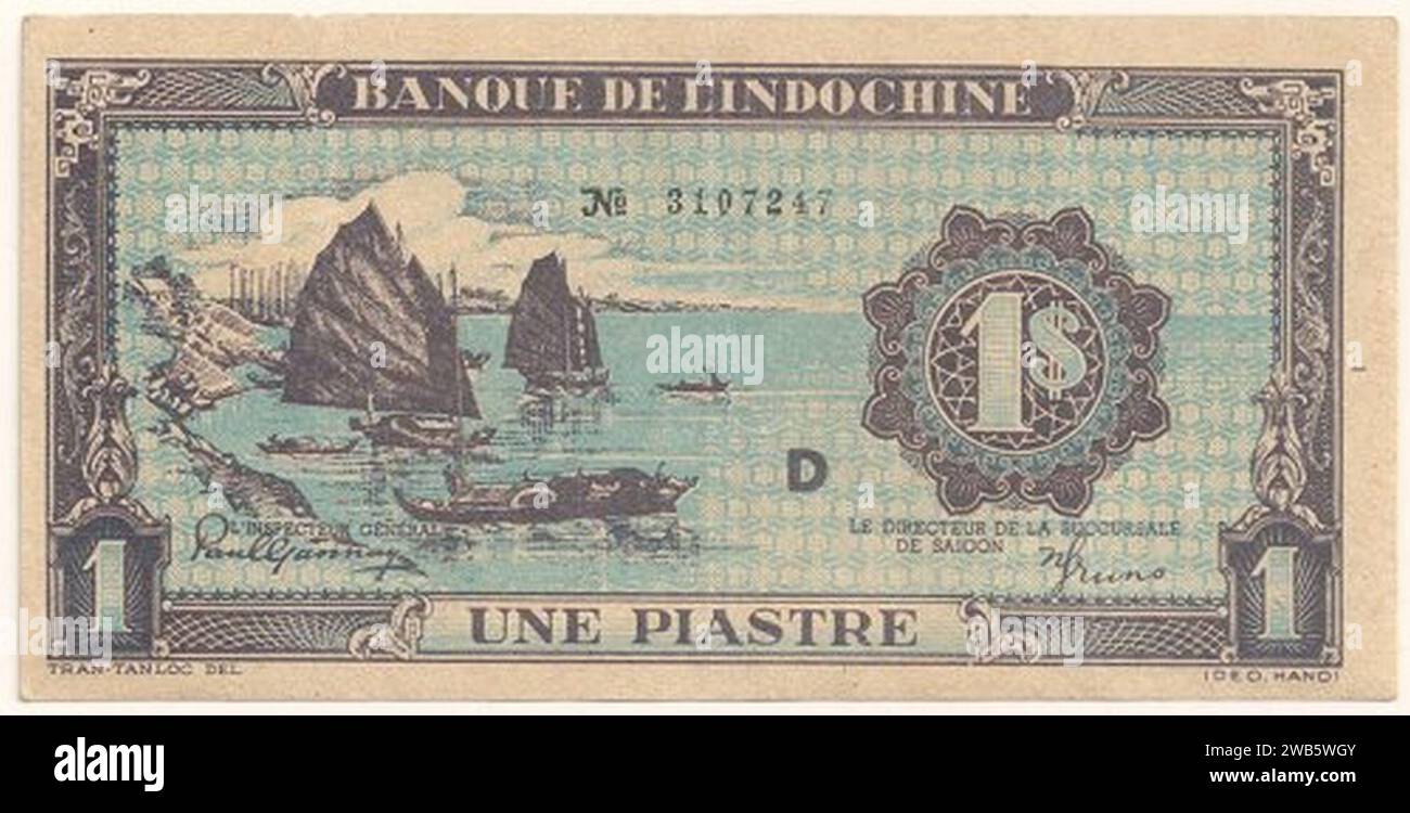 1 Piastre - Banque de l'Indochine (1942-1945) 05 Stock Photo - Alamy