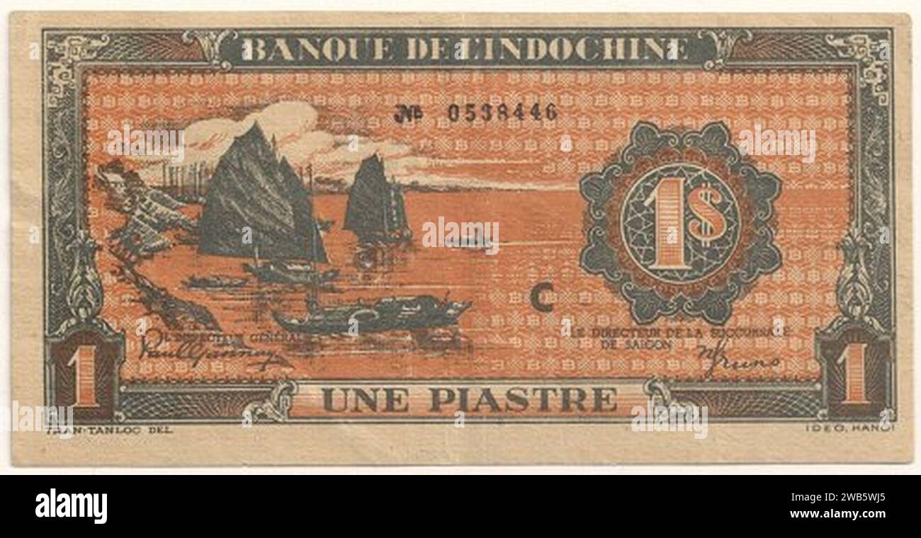 1 Piastre - Banque de l'Indochine (1942-1945) 01 Stock Photo - Alamy