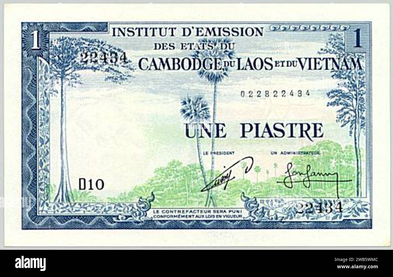 1 Piastre - Institut d'Émission des États du Cambodge, du Laos et du ...