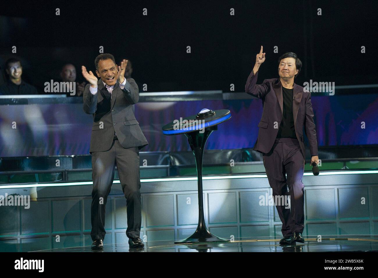 I CAN SEE YOUR VOICE, a contestant with host Ken Jeong (right ...