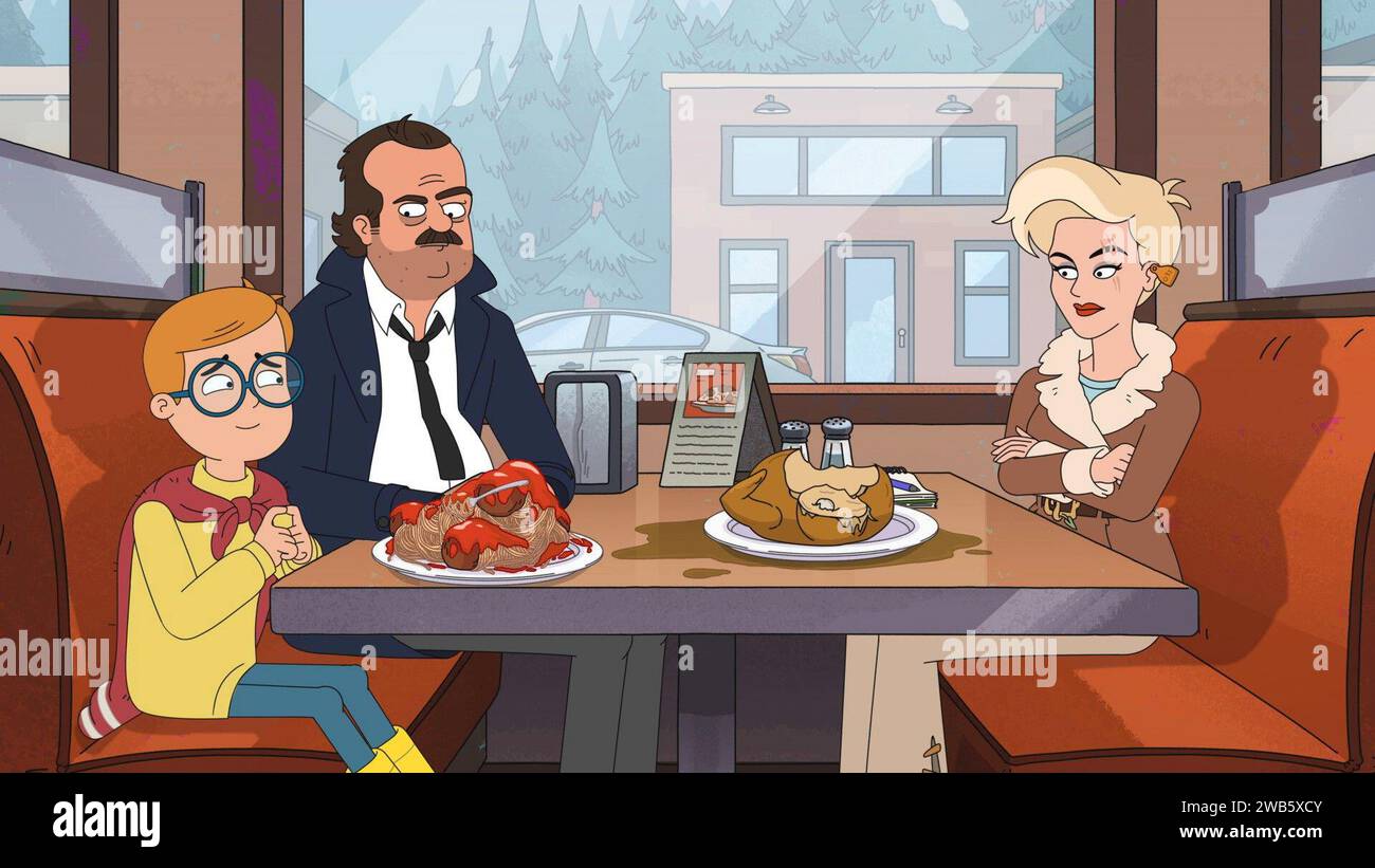 GRIMSBURG, from left: Stan Flute (voice: Rachel Dratch), Marvin Flute ...
