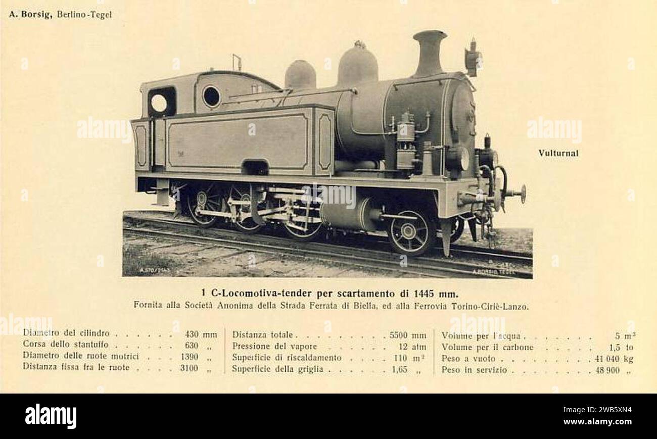 1'C-Tenderlokomotive von Borsig für italienische Nebenbahnen Stock ...