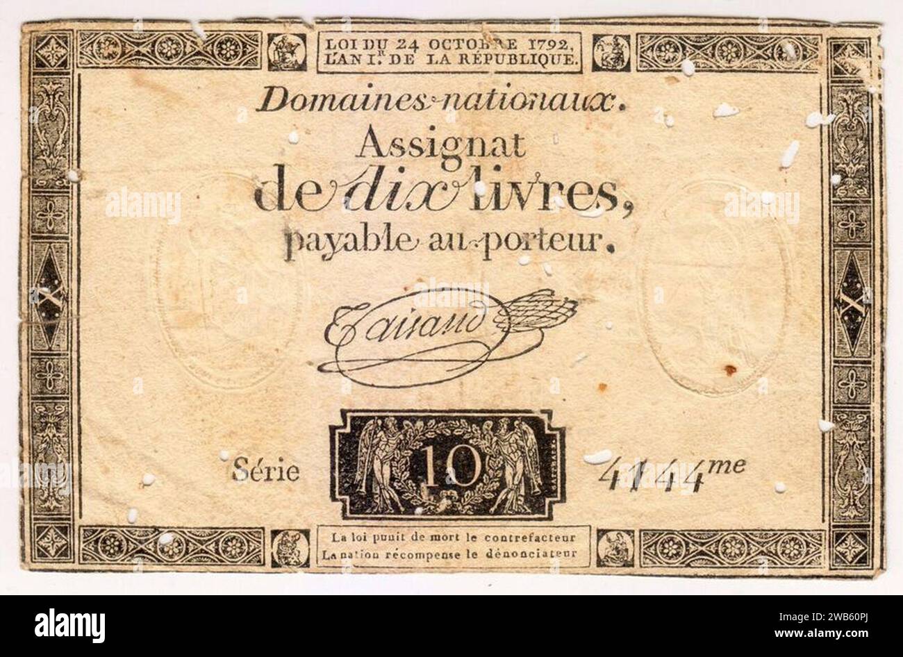 10 Livres - Kingdom of France (1792) Seselimb-0 01 Stock Photo - Alamy