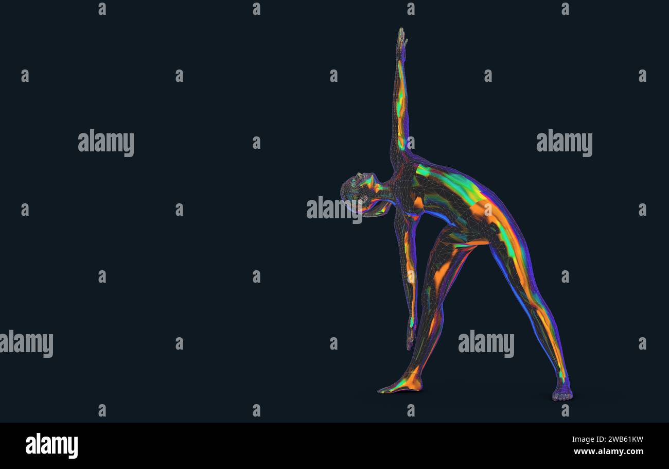 Color illustration of a person doing sports, meditative yoga exercises ...