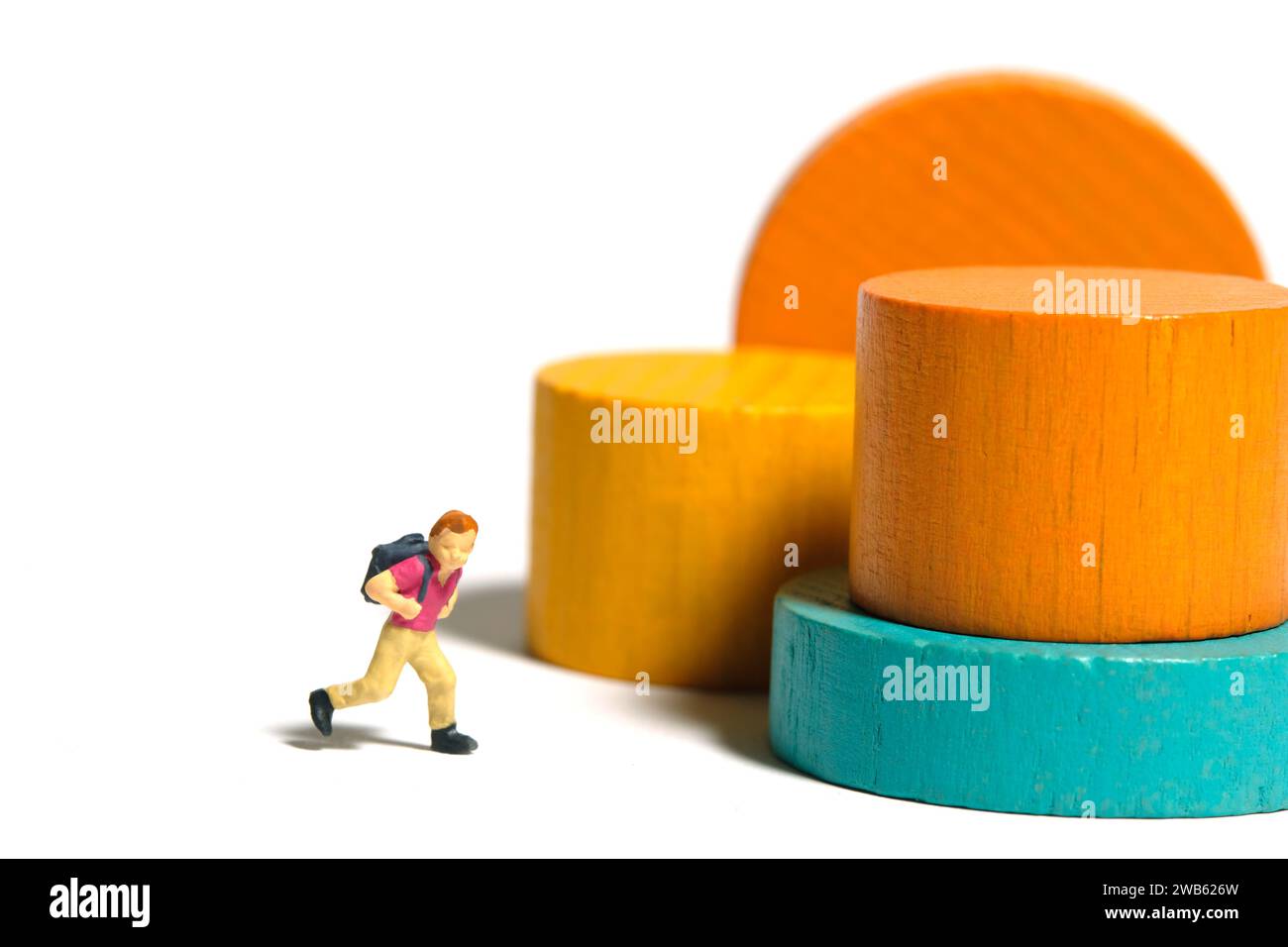 Miniature people toy figure photography. A boy kindergarten student ...