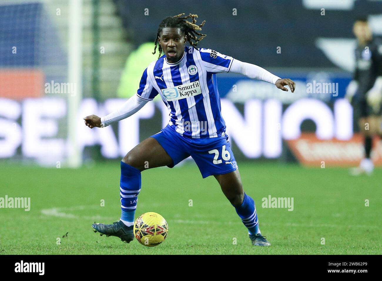 Wigan, UK. 08th Jan, 2024. Baba Adeeko of Wigan Athletic in action ...
