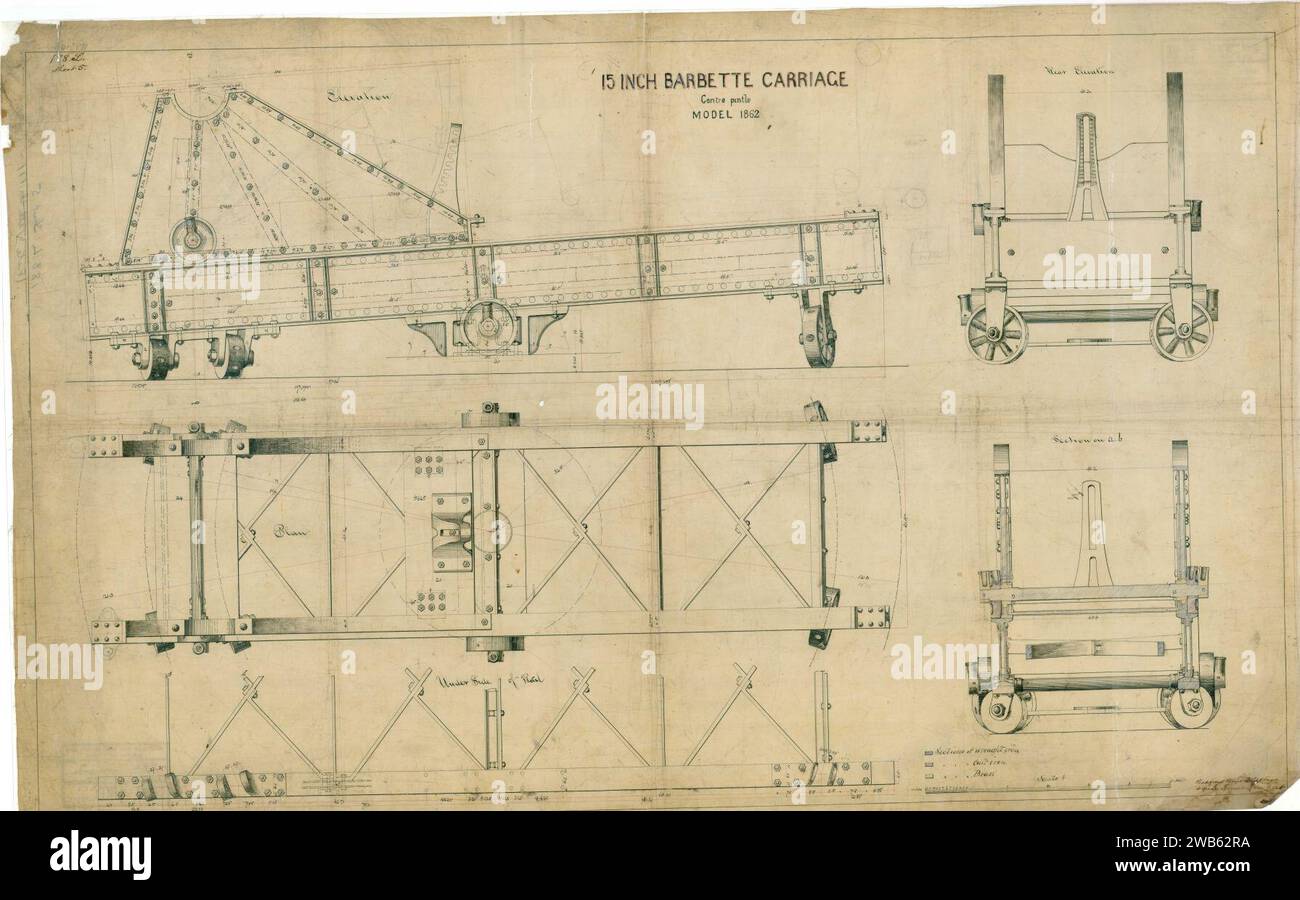 15 inch Barbette carriage Centre Pintle Model 1862 Stock Photo - Alamy