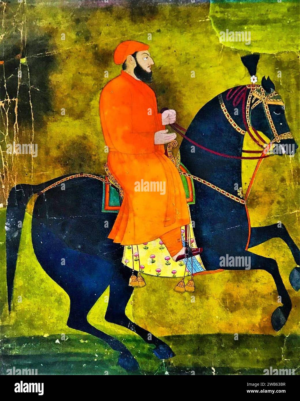17th century equestrian miniature painting of Ram Rai (often ...