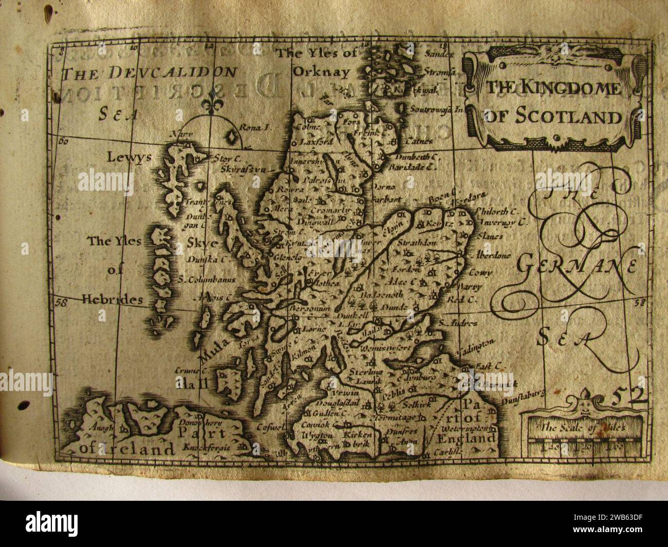 17th Century map of Scotland Stock Photo - Alamy