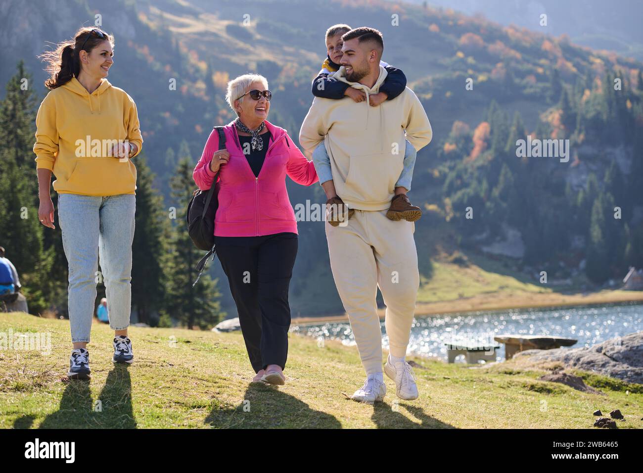 A family shares delightful moments with their friends amid the stunning ...