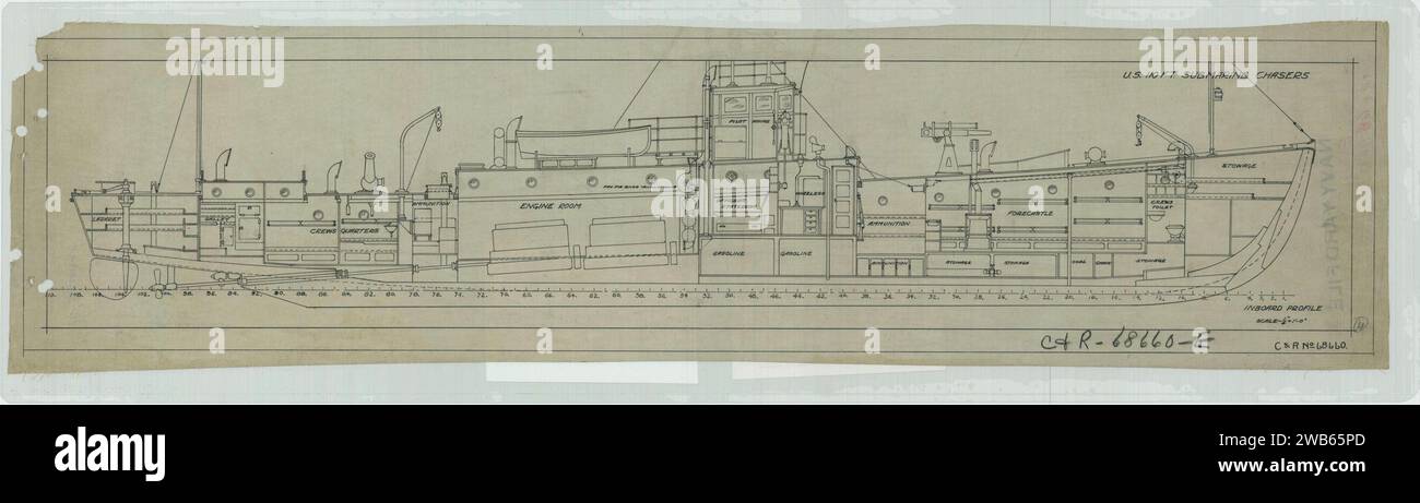 110 Foot Submarine Chasers- Inboard Profile Stock Photo - Alamy