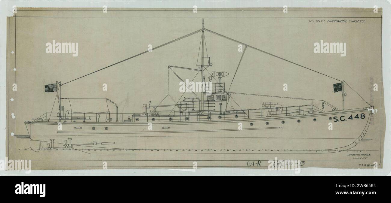 110 Foot Submarine Chasers- Outboard Profile Stock Photo - Alamy